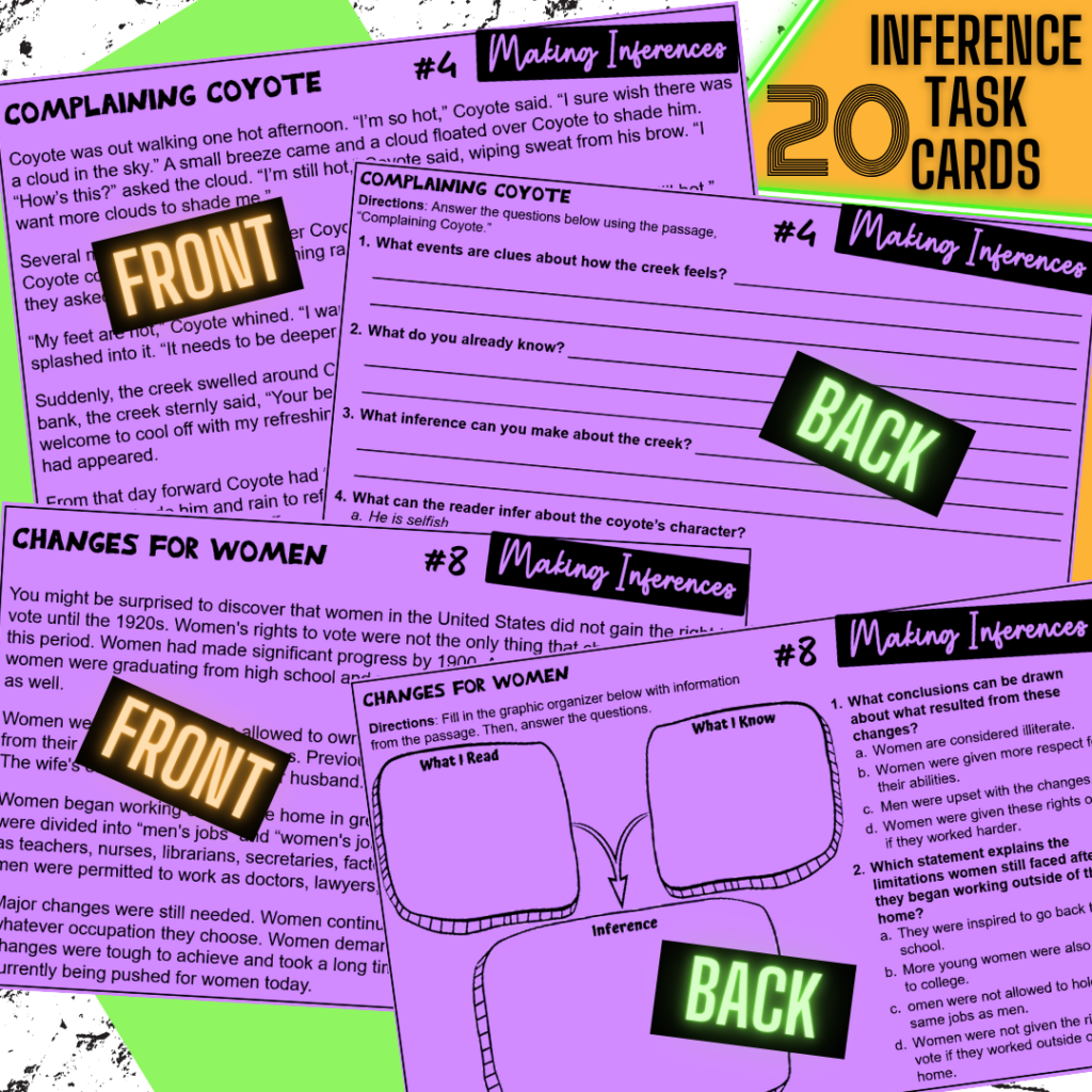Reading Comprehension Task Cards for 3rd-6th Grade Test Prep MINI ...