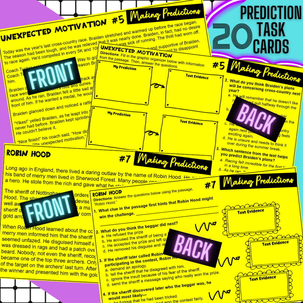 Reading Comprehension Task Cards for 3rd-6th Grade Test Prep MINI ...