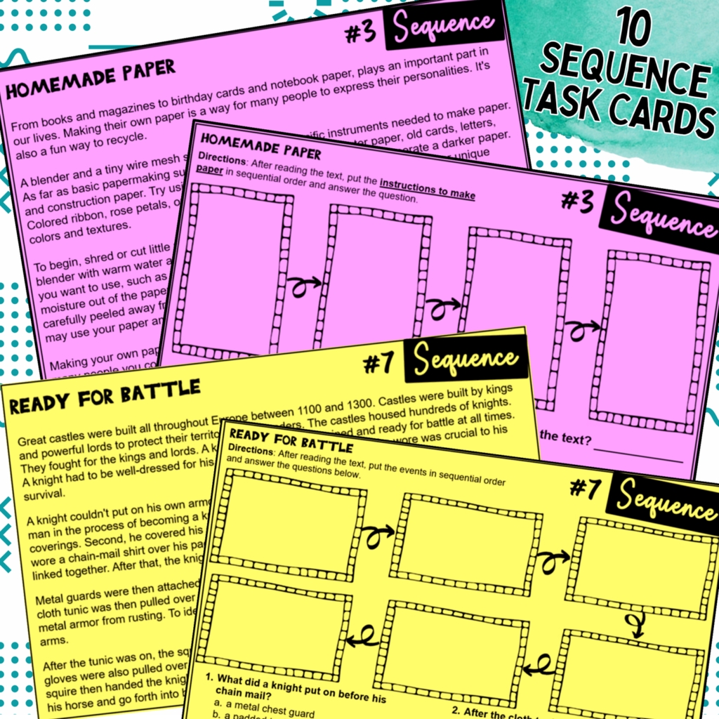 Reading Comprehension Task Cards for 3rd-6th Grade Test Prep MINI ...