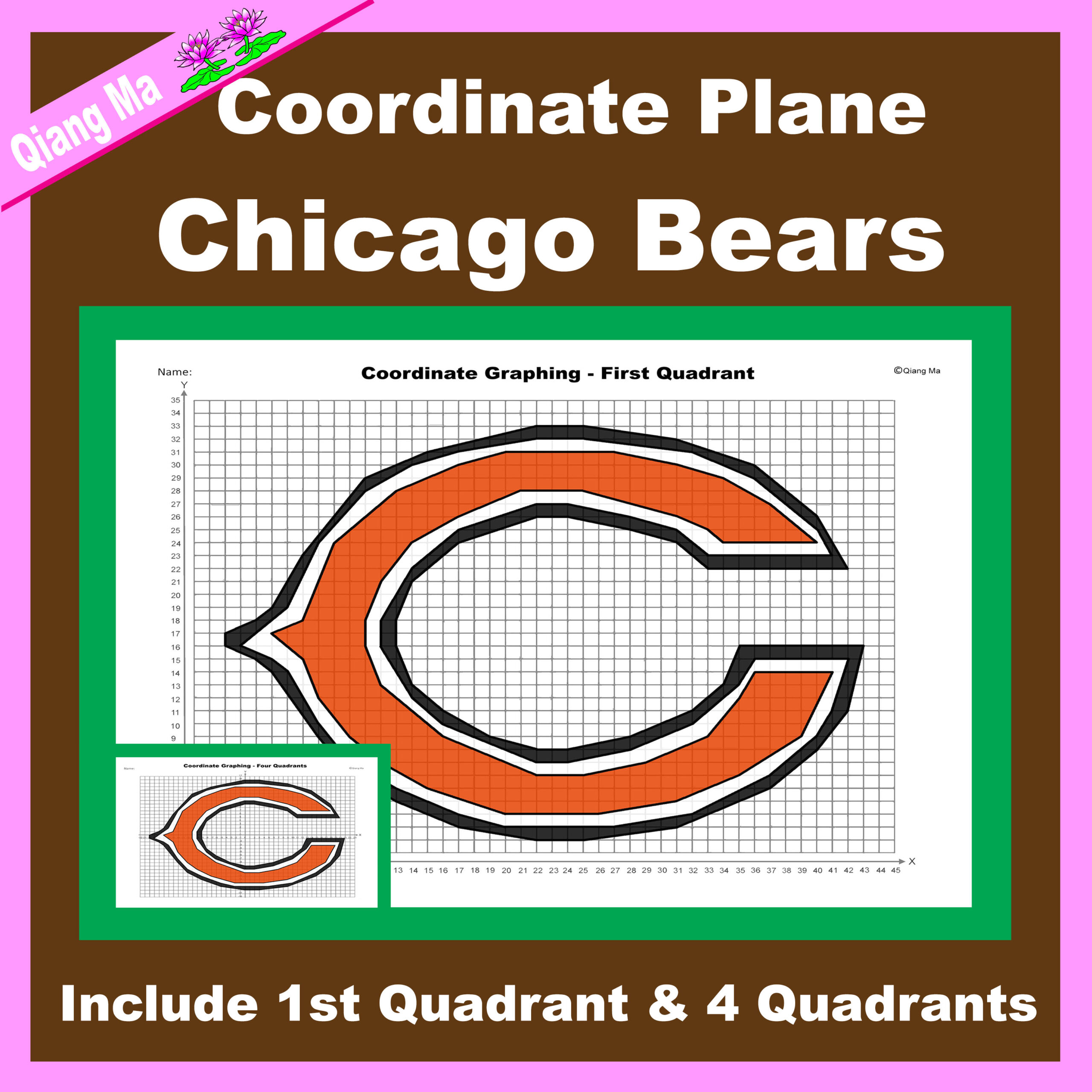 Super Bowl Coordinate Plane Graphing Picture: Chicago Bears | Made By ...