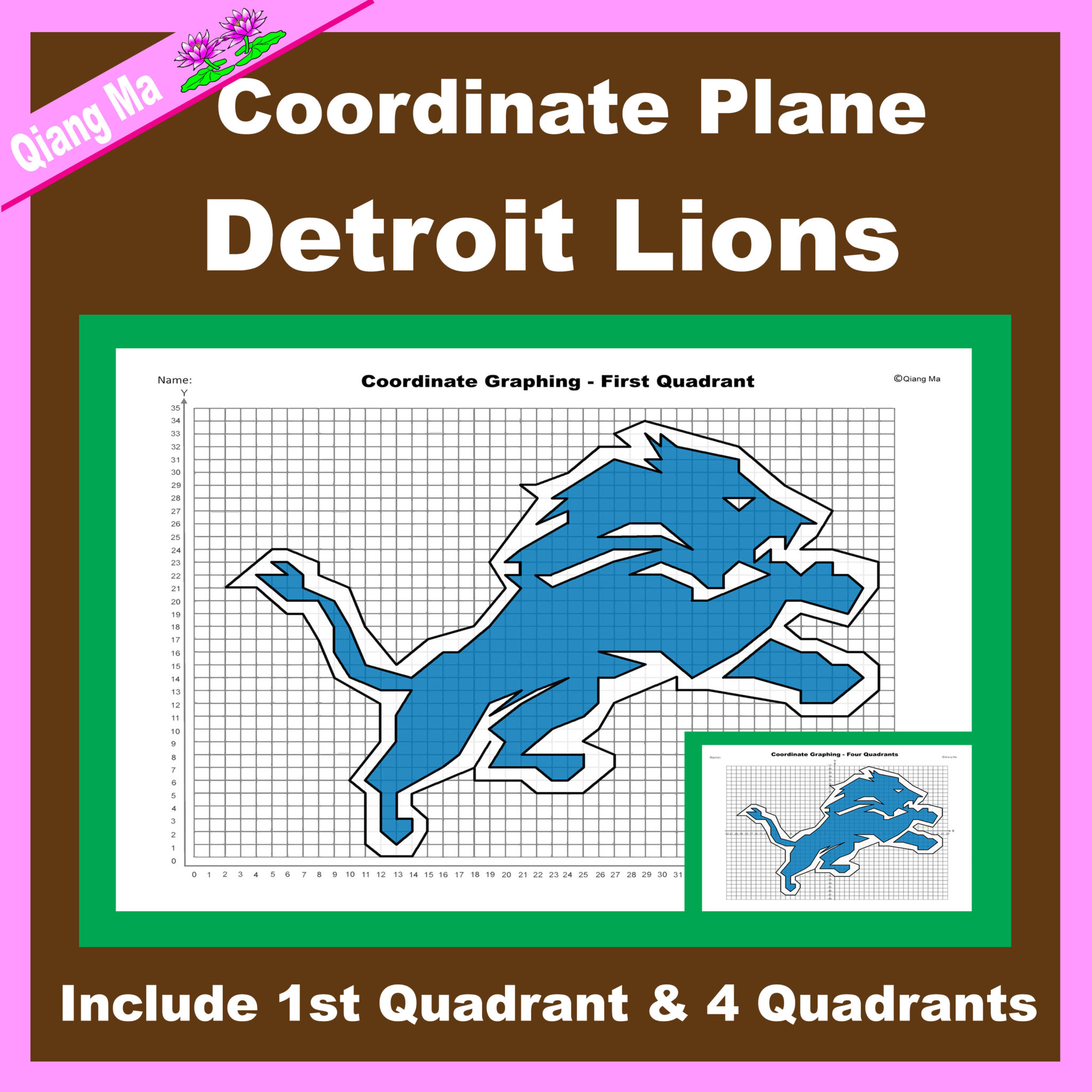 Super Bowl Coordinate Plane Graphing Picture: Detroit Lions - Made By ...