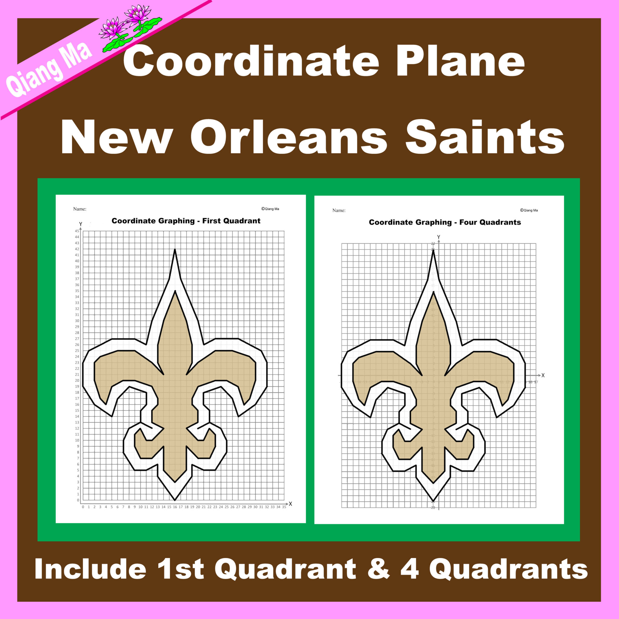 Super Bowl Coordinate Plane Graphing Picture: New Orleans Saints | Made ...