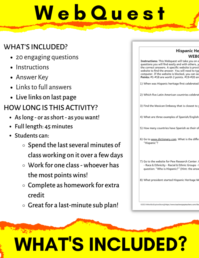 Hispanic Heritage Month Activity a No Prep WebQuest - Made By Teachers