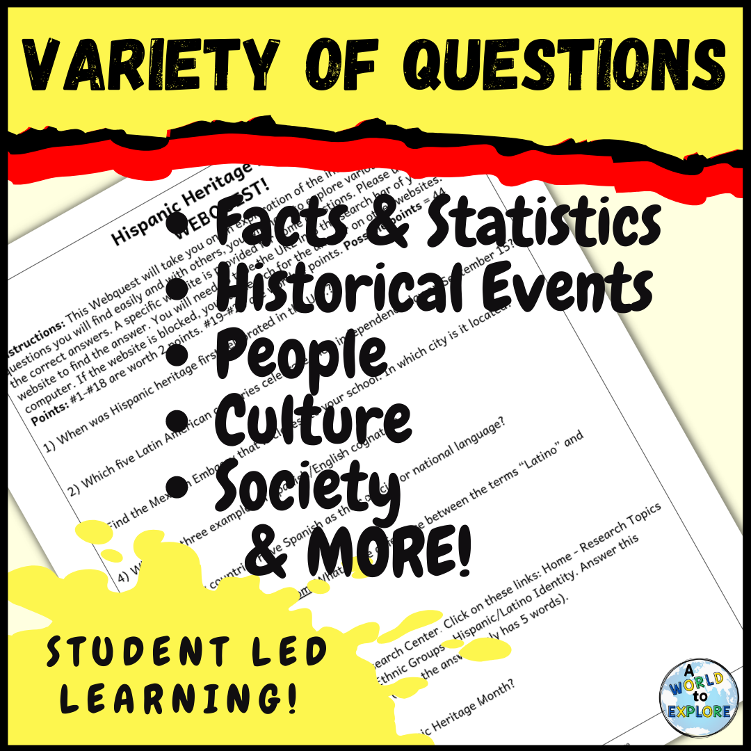 Hispanic Heritage Month Activity a No Prep WebQuest - Made By Teachers