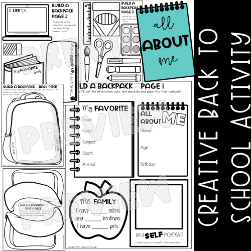 All About Me Backpack, Back to School Craft Writing, Build a Backpack ...