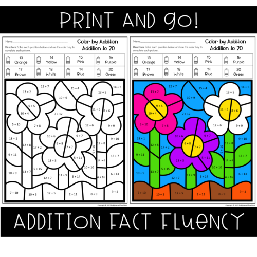 Spring Flowers Addition to 20 Color by Code FREEBIE - Made By Teachers
