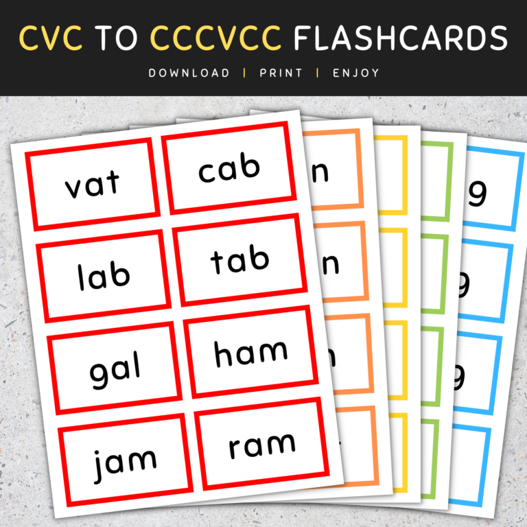 Flash Cards MEGA Bundle: CVC to CCCVCC Words, 10 Words Lists, [SET 1 ...