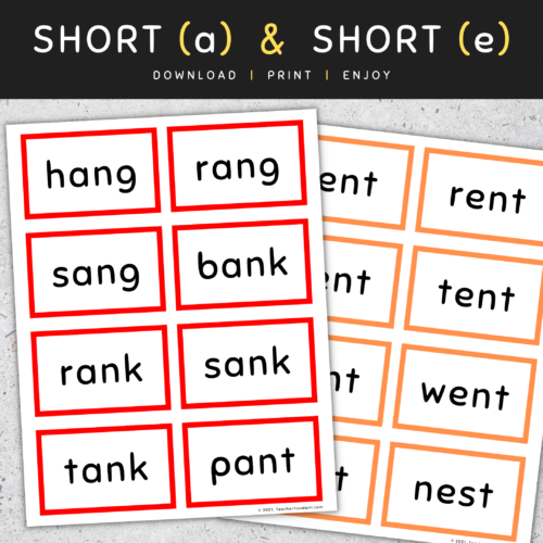 Flash Cards Bundle: CVC, CVCC, CCVC Words Flashcards, Short Vowels ...