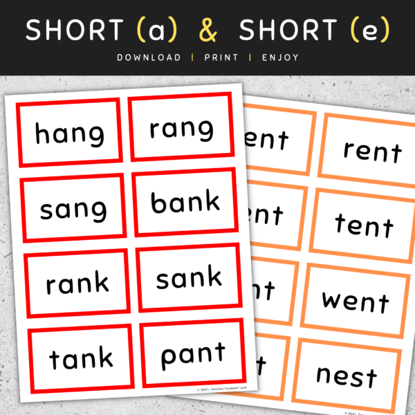 Flash Cards Bundle: CVC, CVCC, CCVC Words Flashcards, Short Vowels ...