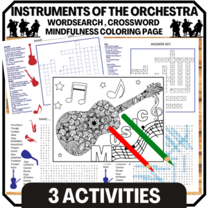 Instruments of the Orchestra Word Search , Crossword and Coloring Page ...