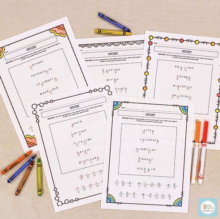 Fall Activities for Middle School ELA | Printable No Prep Fall Vocab ...