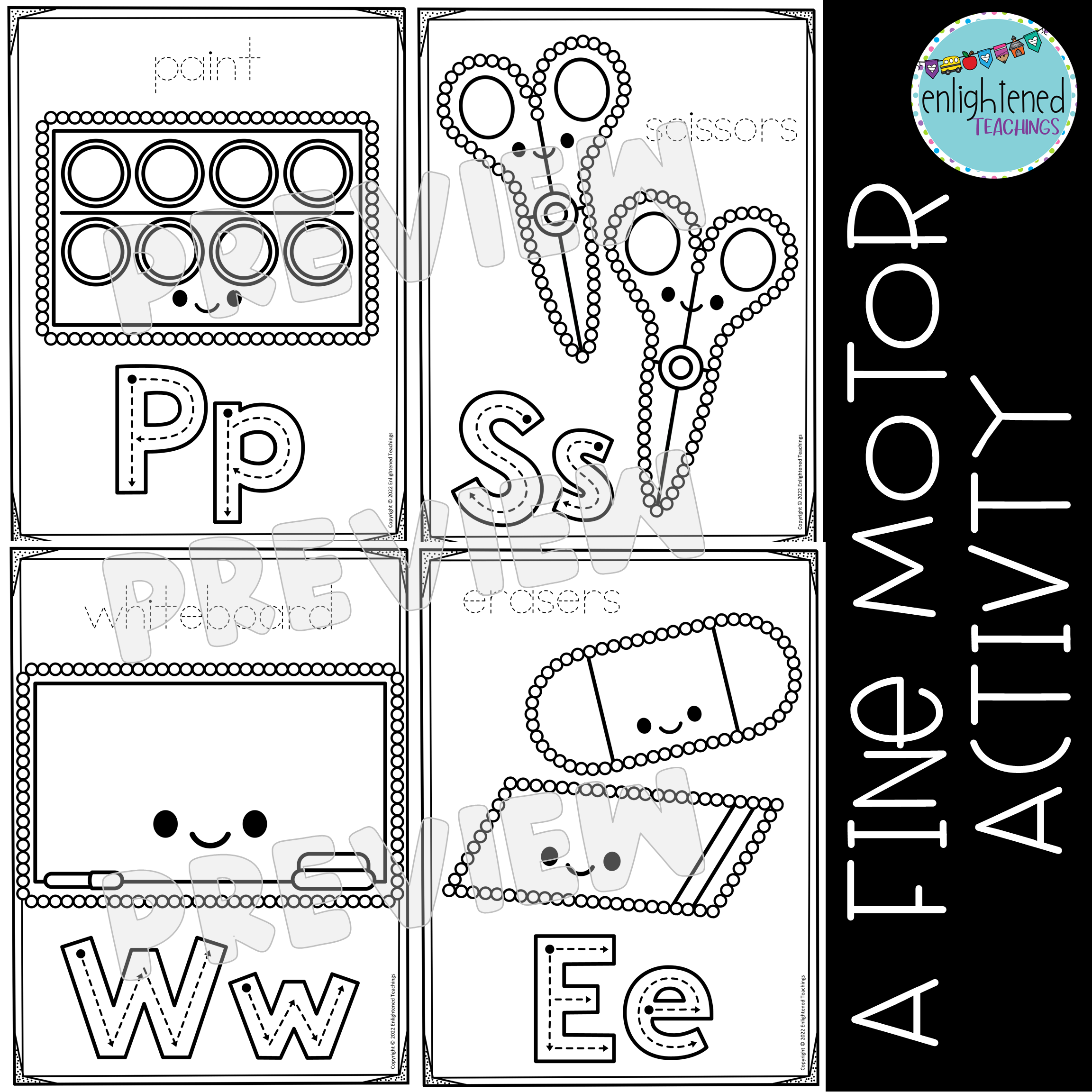 Q-tip Painting Fine Motor Activity, Dot Painting Back to School Theme ...