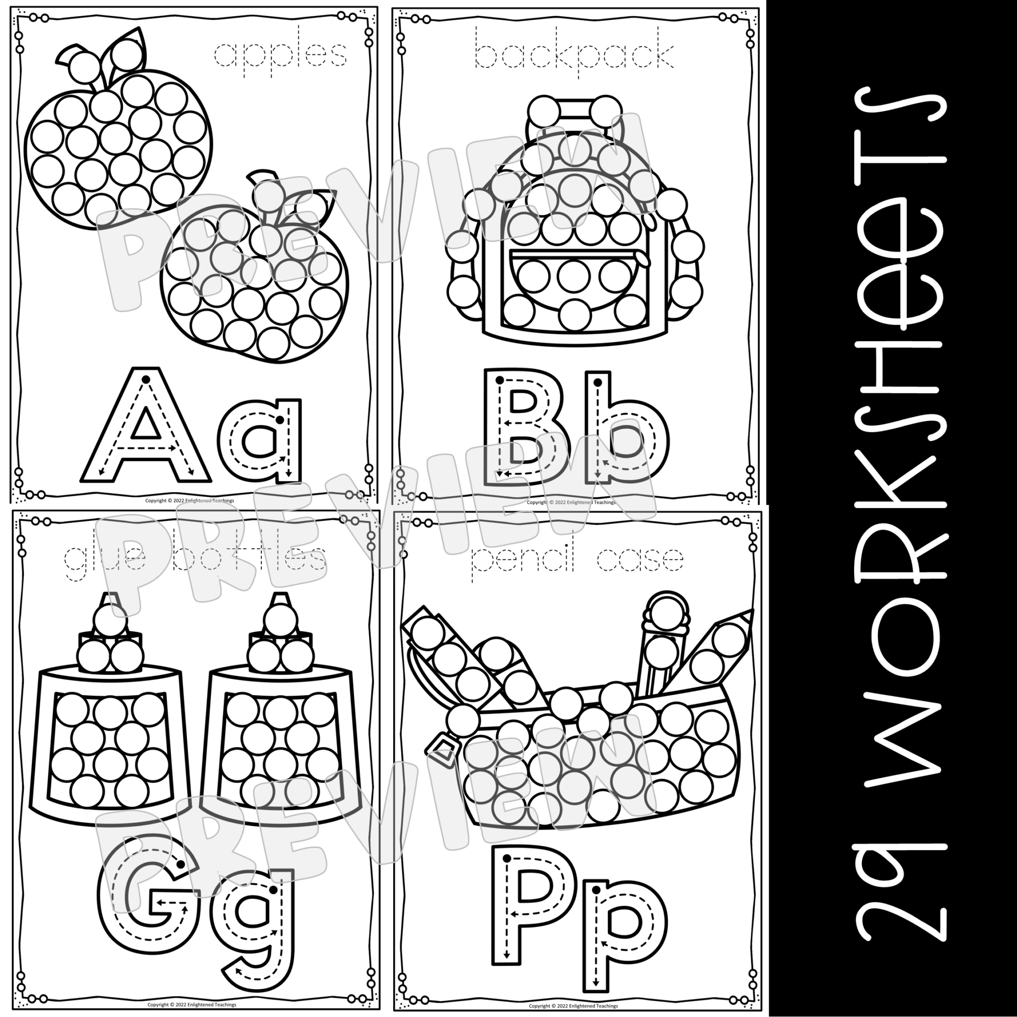 Dot Marker Fine Motor Activity, Dot Painting Back to School Theme ...