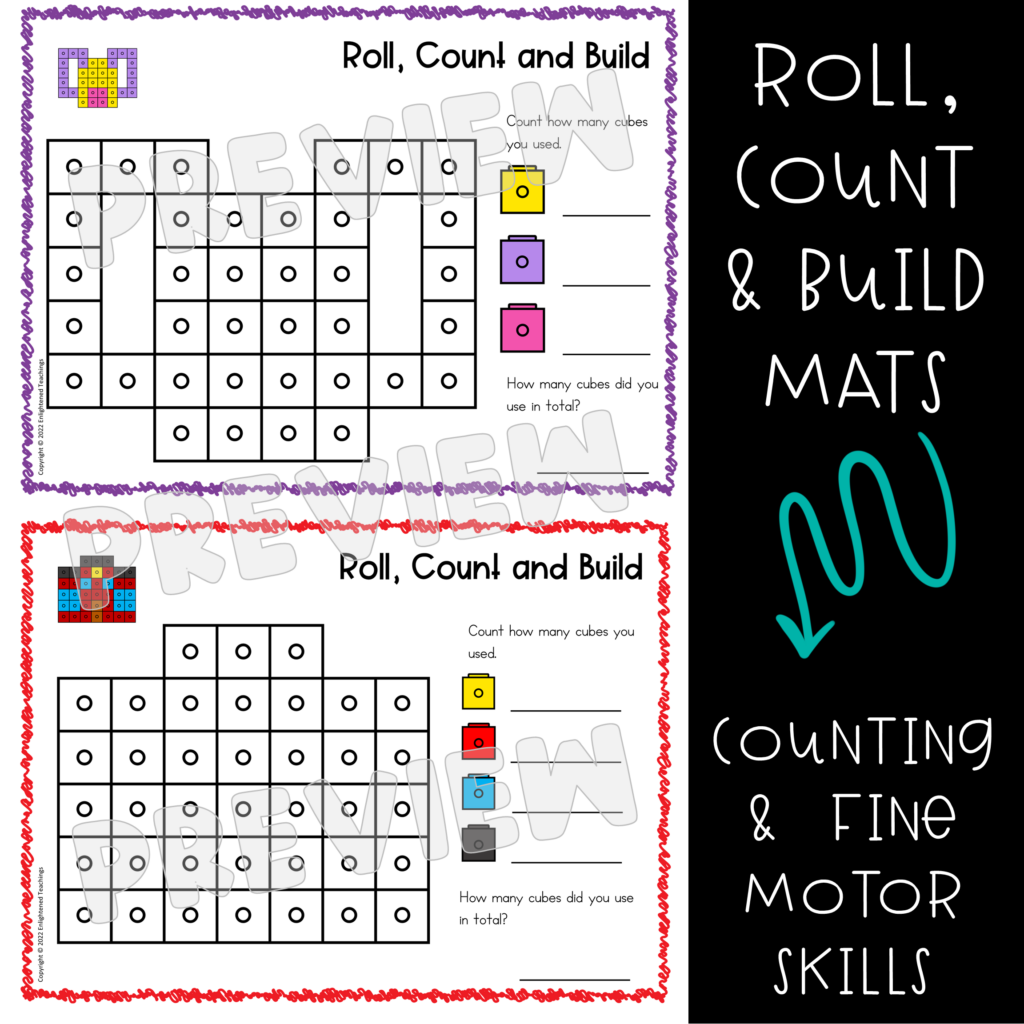 Back to School Snap Cube Mats Fine Motor Skills Counting Cube Centers ...