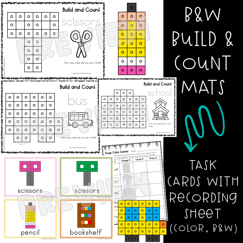 Back to School Snap Cube Mats Fine Motor Skills Counting Cube Centers ...