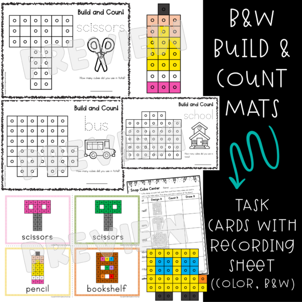 Back to School Snap Cube Mats Fine Motor Skills Counting Cube Centers ...