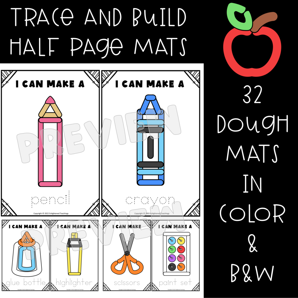 Back to School Play Dough Mats Fine Motor Skills, Playdough Mats ...