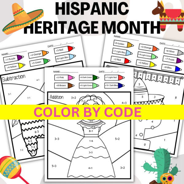 Hispanic Heritage Month Coloring Pages - Color By Numbers | Made By ...