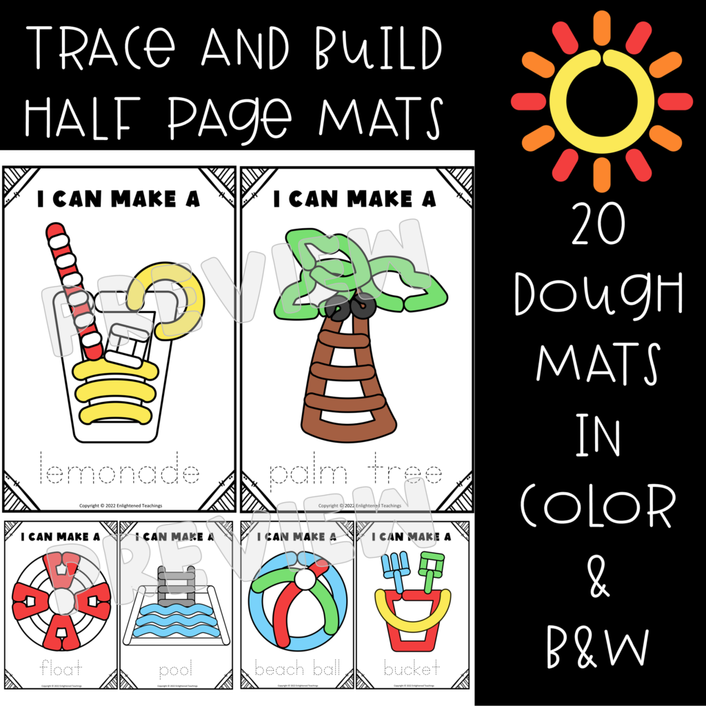 Summer Play Dough Mats Fine Motor Skills, Playdough Mats, Playdoh Mats ...