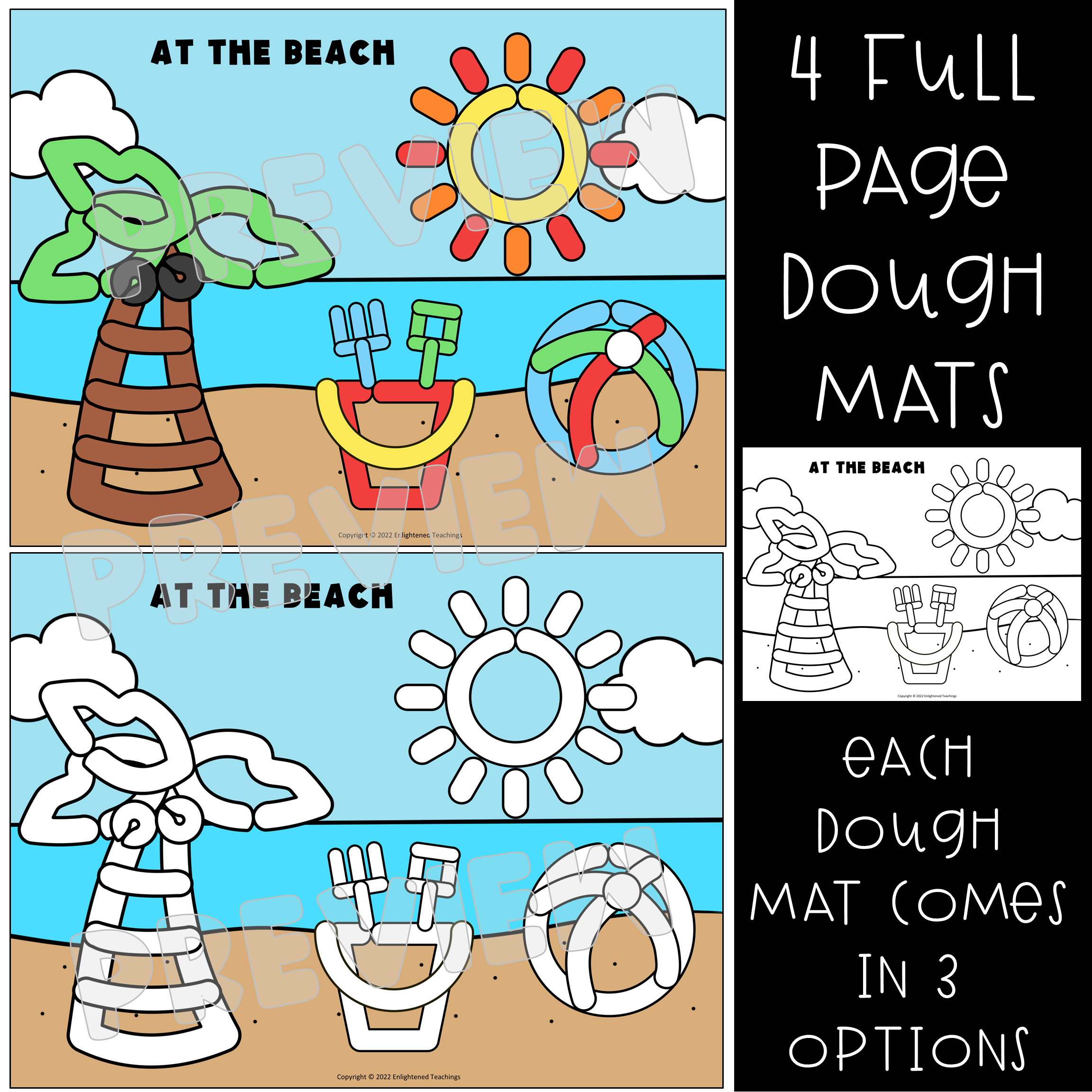 Summer Play Dough Mats Fine Motor Skills, Playdough Mats, Playdoh Mats ...