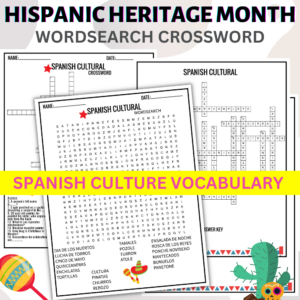SPANISH CULTURE Hispanic Heritage Month Activities Vocabulary Quiz ...