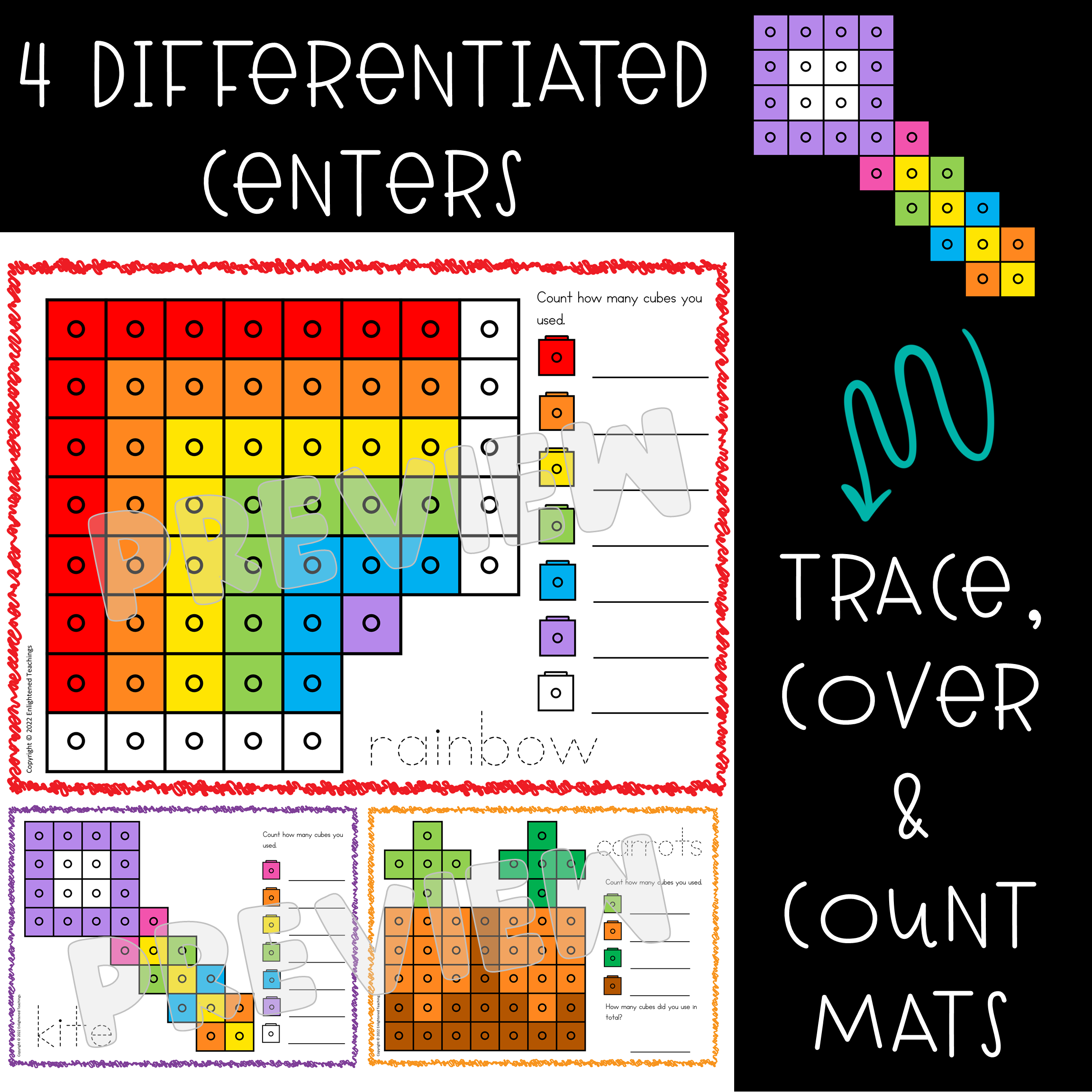 Spring Snap Cube Mats Fine Motor Skills Counting Cube Centers | Made By ...