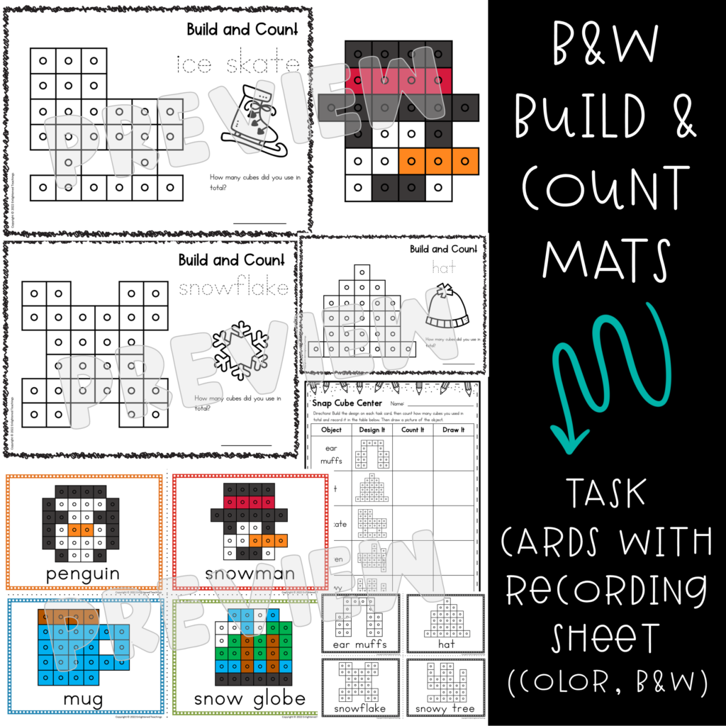 Winter Snap Cube Mats Fine Motor Skills Counting Cube Centers Unifix ...