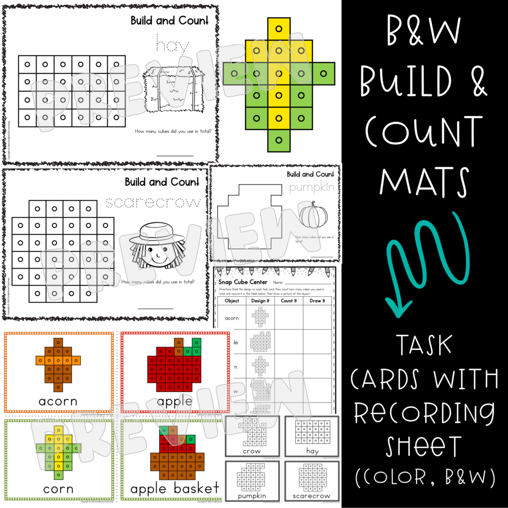 Fall Snap Cube Mats Fine Motor Skills Counting Cube Centers Unifix ...