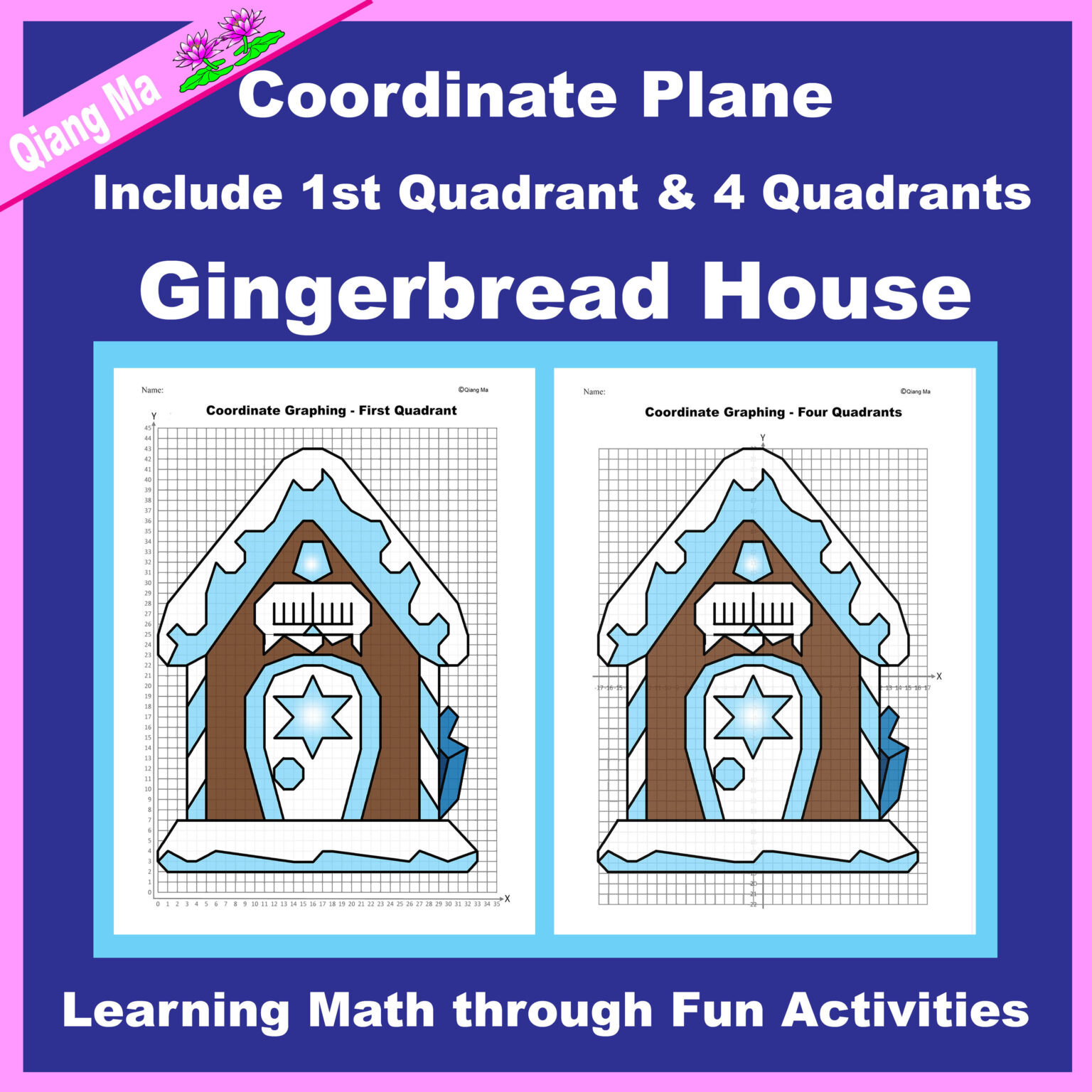 Hanukkah Coordinate Plane Graphing Picture: Gingerbread House - Made By ...