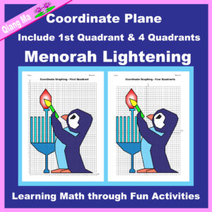 Hanukkah Coordinate Plane Graphing Picture: Menorah Lightening - Made ...