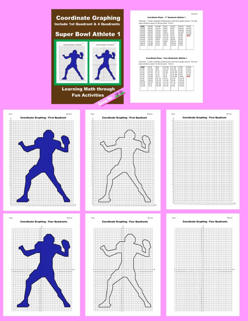 Super Bowl Coordinate Plane Graphing Picture: Athlete 1 | Made By Teachers