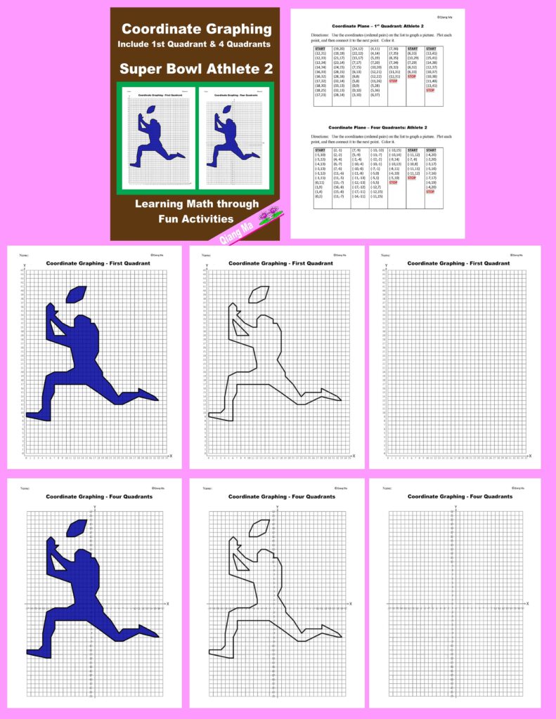 Super Bowl Coordinate Plane Graphing Picture: Athlete 2 | Made By Teachers
