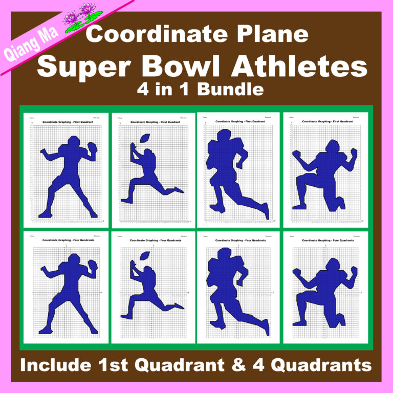Super Bowl Coordinate Plane Graphing Picture: Athletes 4 in 1 Bundle ...