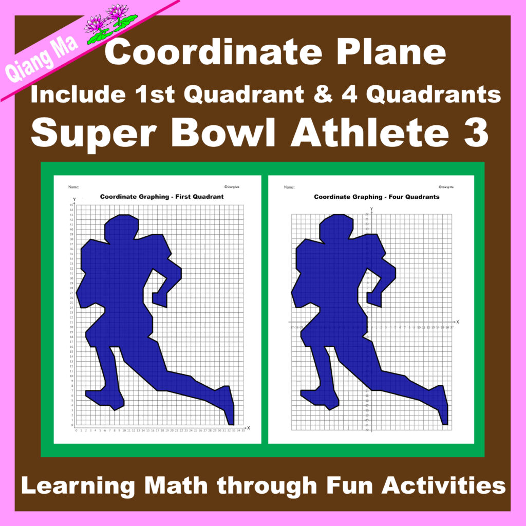 Super Bowl Coordinate Plane Graphing Picture: Athletes 4 in 1 Bundle ...