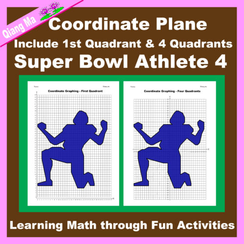 Super Bowl Coordinate Plane Graphing Picture: Athletes 4 in 1 Bundle ...