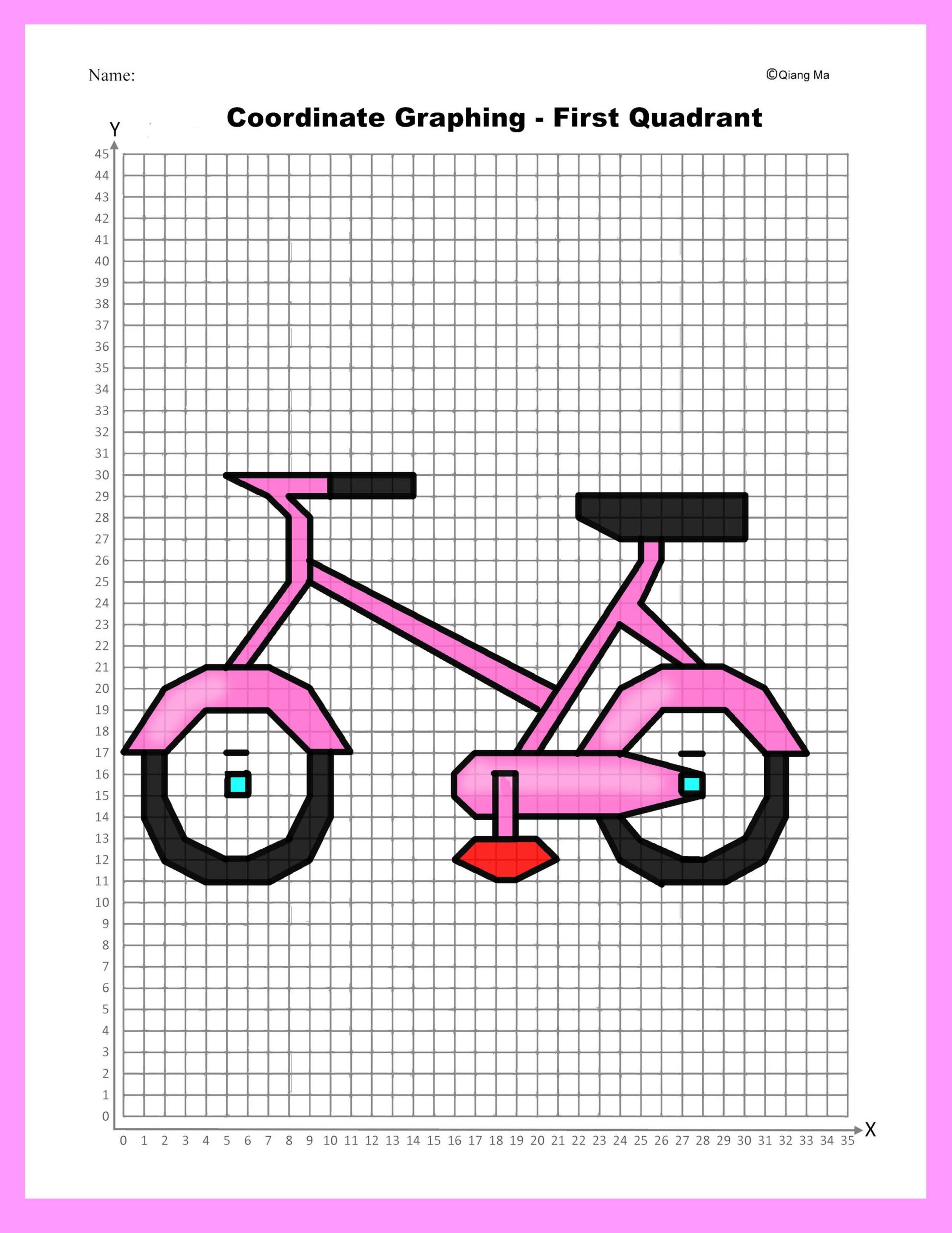 Back to School Coordinate Plane Graphing Picture: Go to School by Bike ...