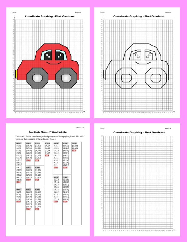 Back to School Coordinate Plane Graphing Picture: Go to School by Car ...