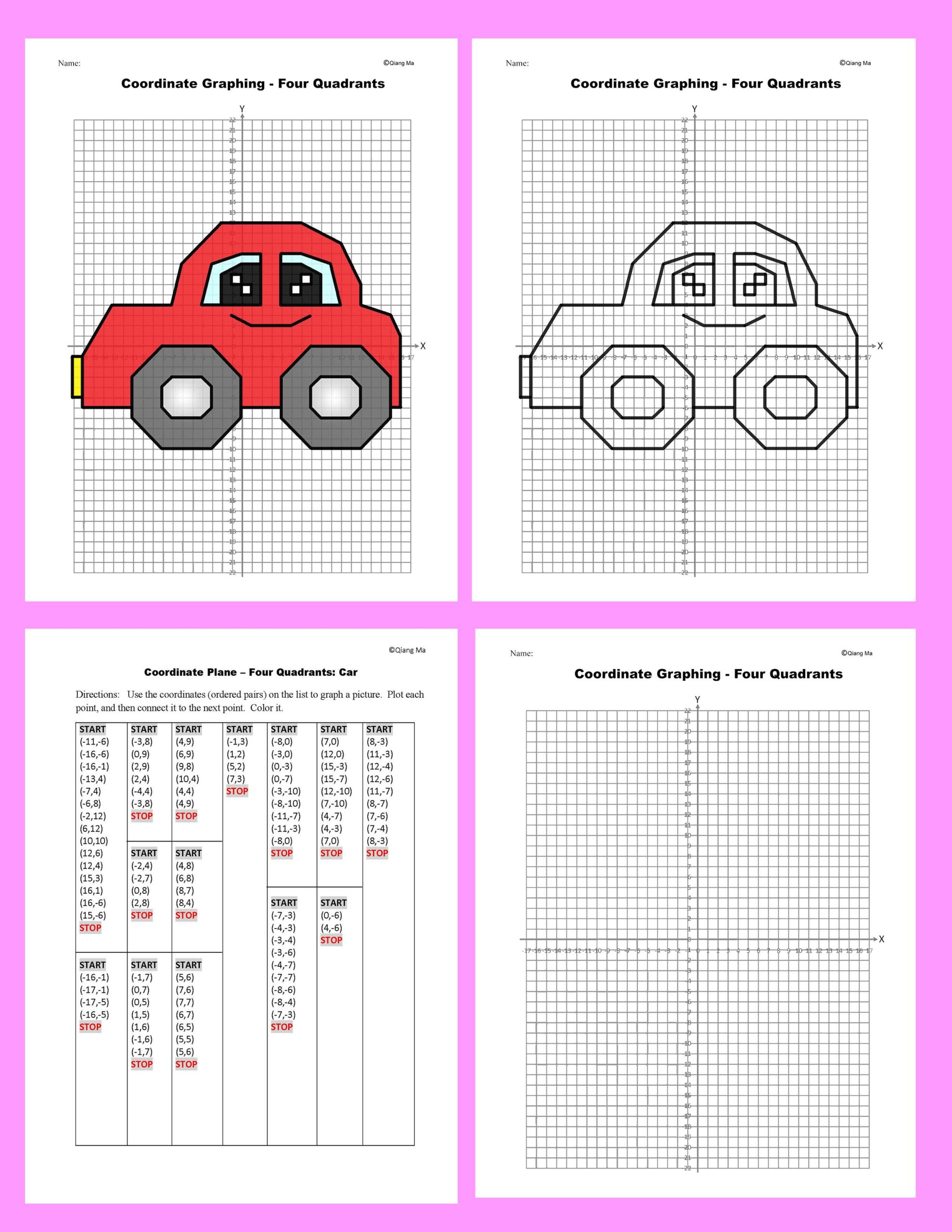 Back to School Coordinate Plane Graphing Picture: Go to School by Car ...