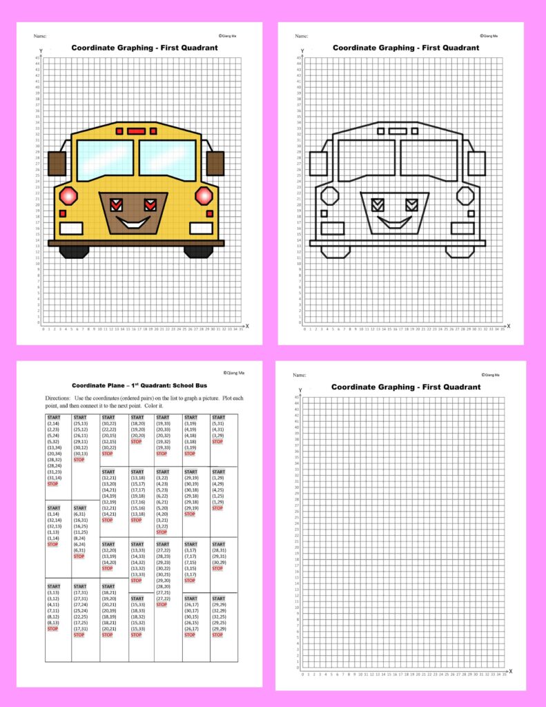 Back to School Coordinate Plane Graphing Picture: Go to School ...