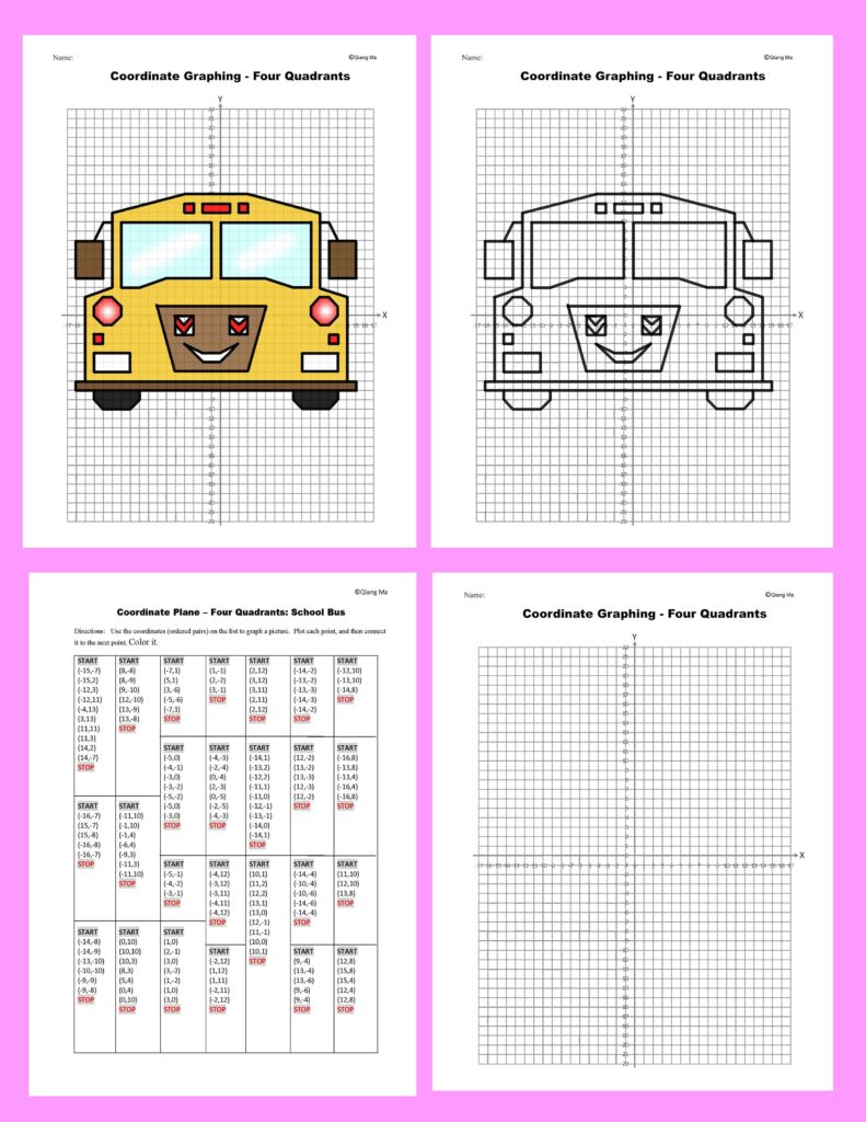 Back to School Coordinate Plane Graphing Picture: Go to School ...