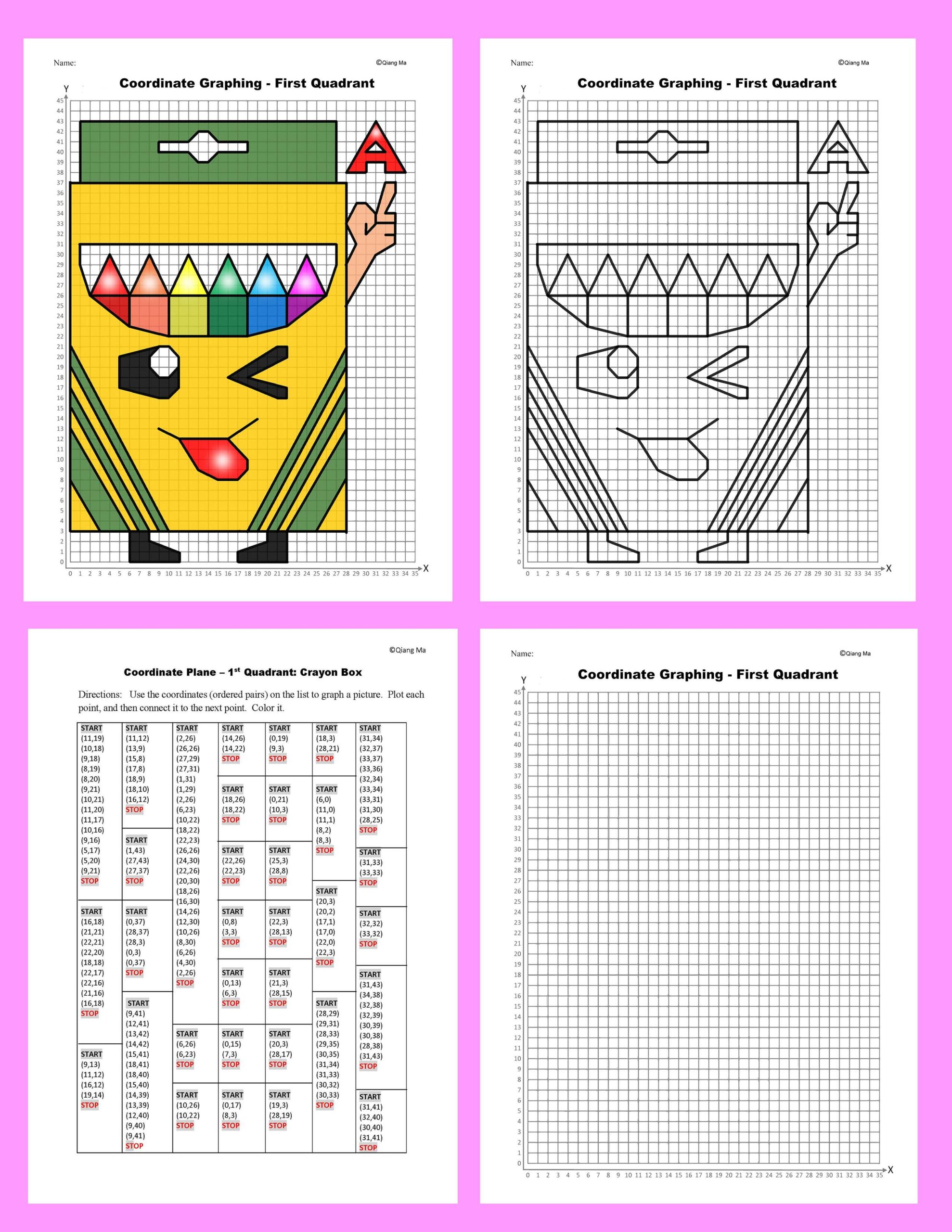 Back to School Coordinate Plane Graphing Picture: Crayon Box | Made By ...