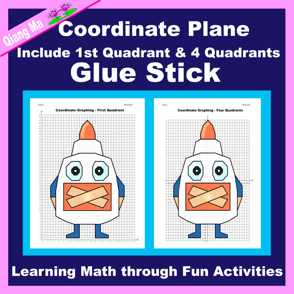 Back to School Coordinate Plane Graphing Picture: Glue Stick | Made By ...