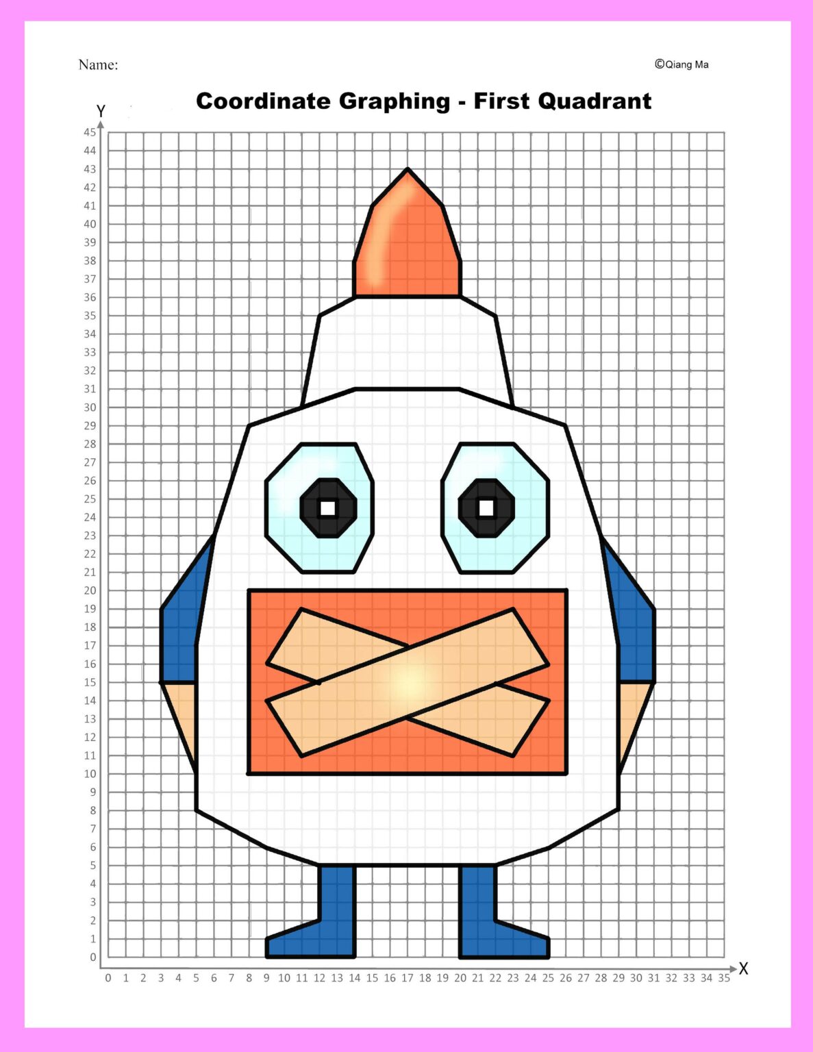 Back to School Coordinate Plane Graphing Picture: Glue Stick | Made By ...