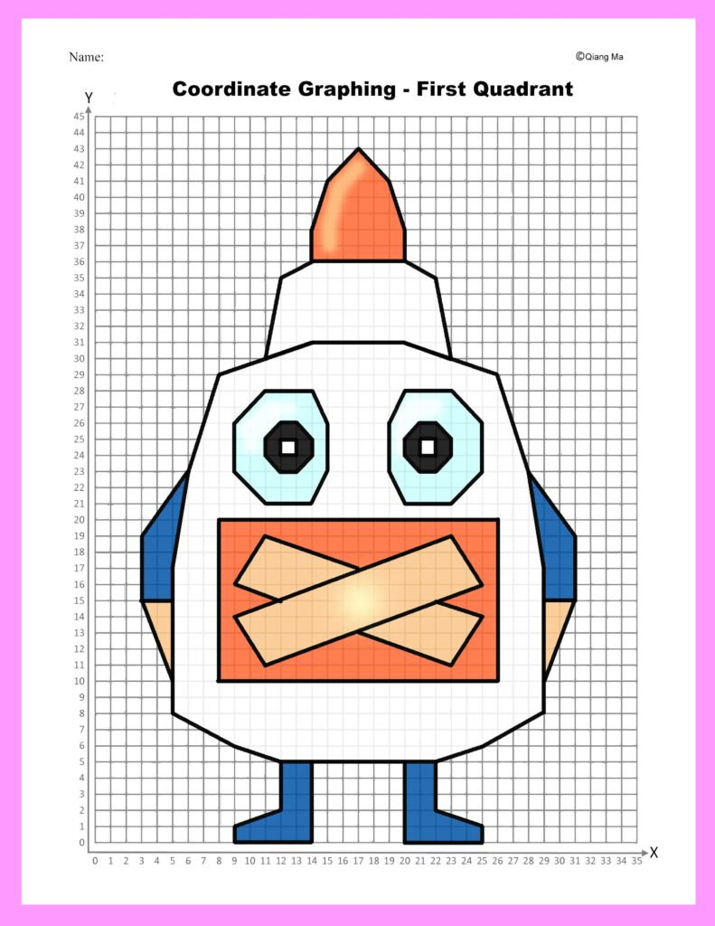 Back to School Coordinate Plane Graphing Picture: Glue Stick | Made By ...