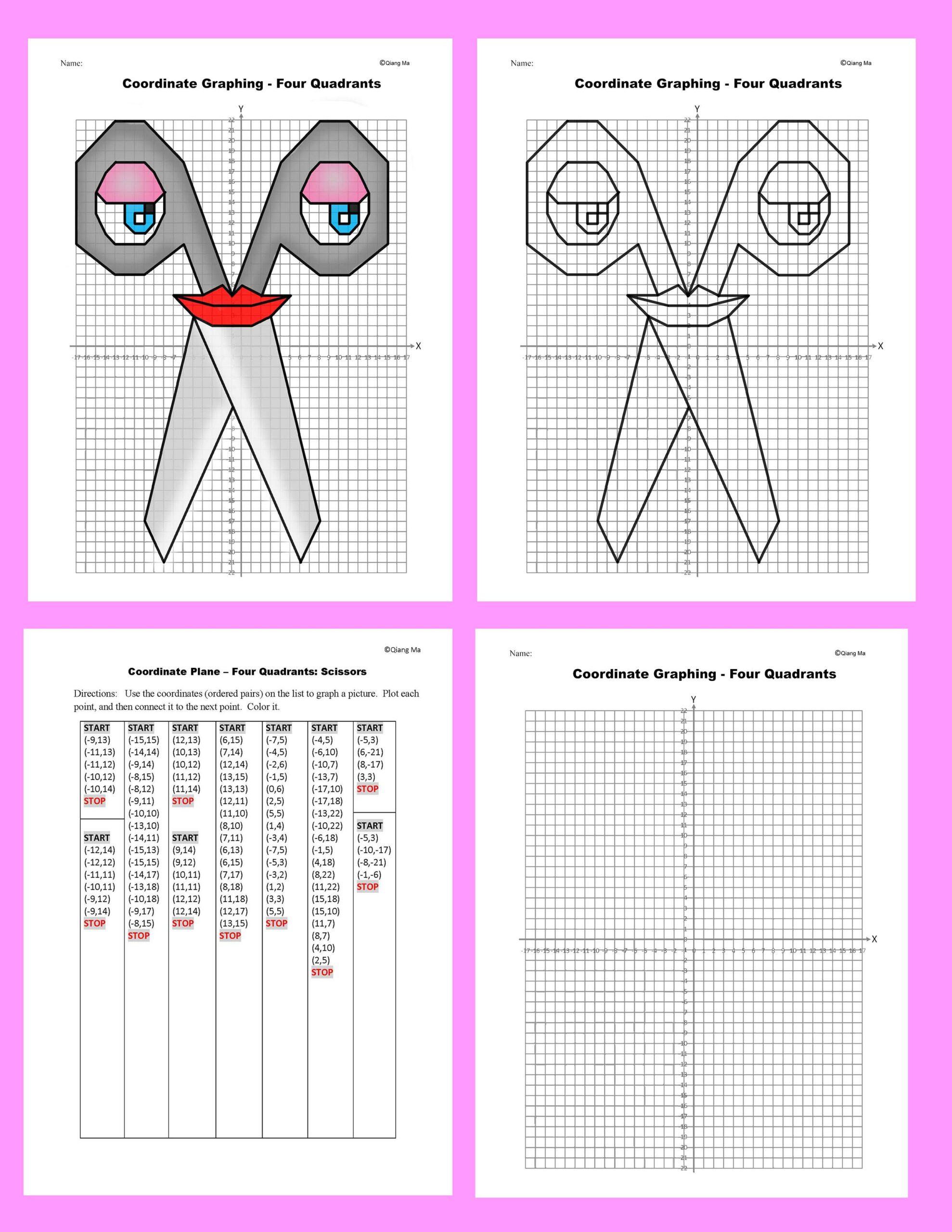 Back to School Coordinate Plane Graphing Picture: Scissors | Made By ...