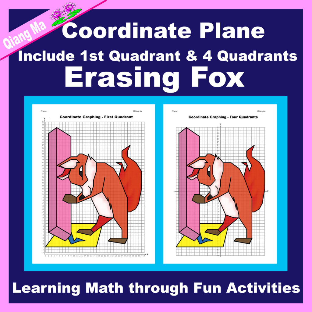 Back to School Coordinate Plane Graphing Picture: Erasing Fox | Made By ...