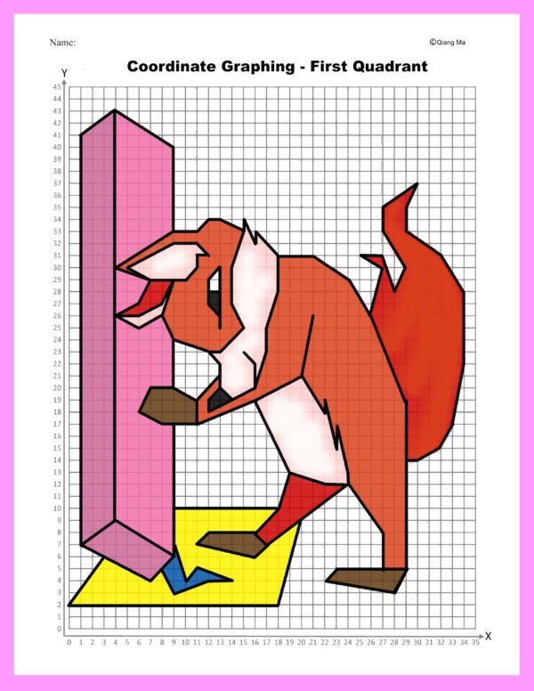 Back to School Coordinate Plane Graphing Picture: Erasing Fox - Made By ...
