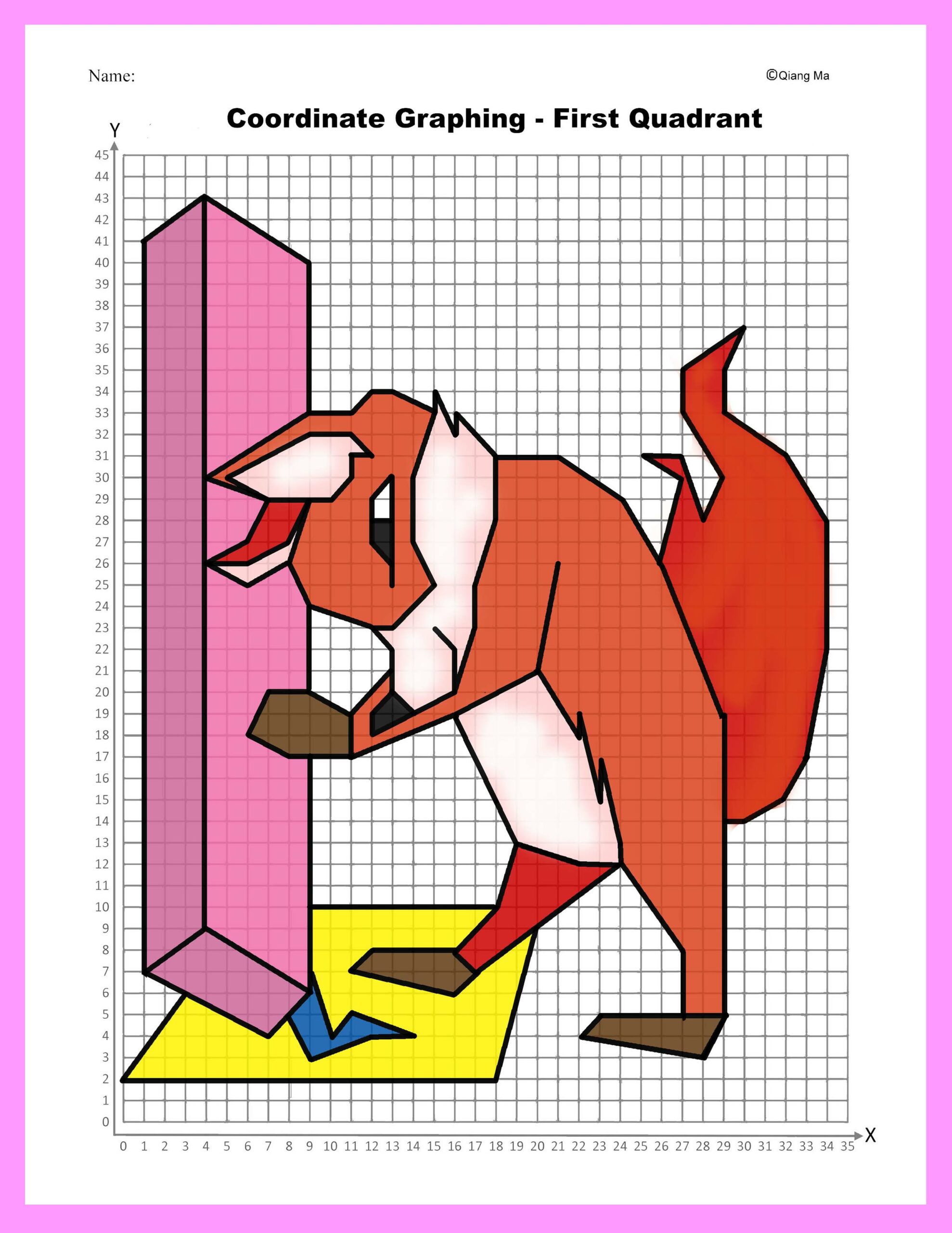Back to School Coordinate Plane Graphing Picture: Erasing Fox | Made By ...