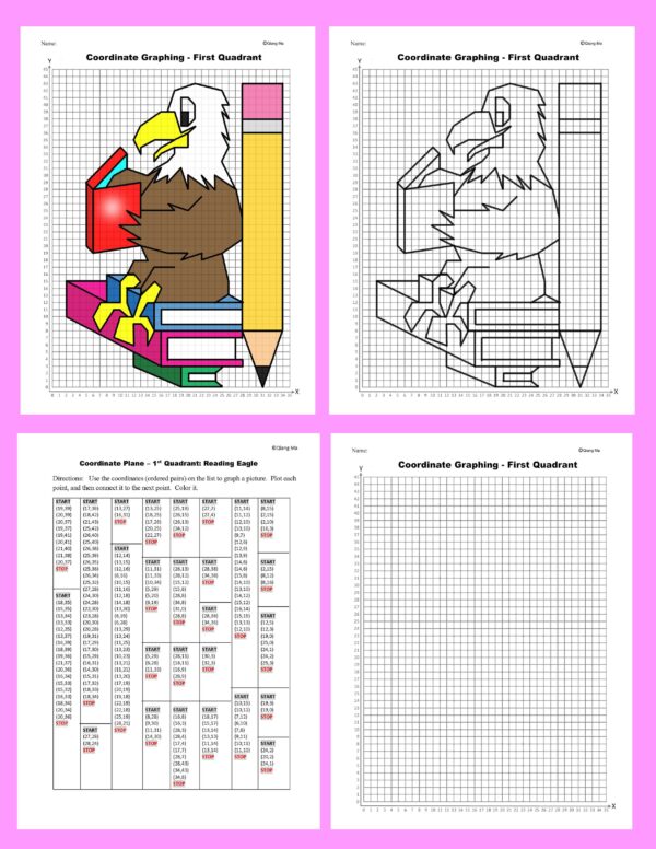Back to School Coordinate Plane Graphing Picture: Reading Eagle | Made ...