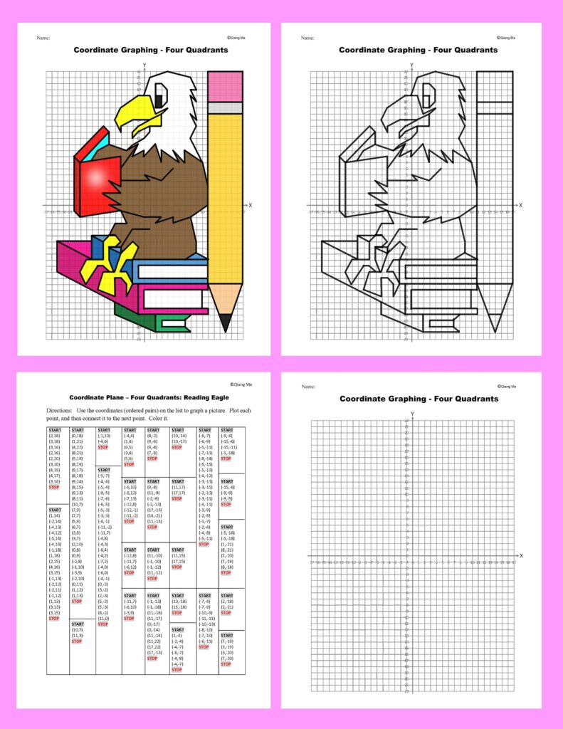 Back to School Coordinate Plane Graphing Picture: Reading Eagle | Made ...
